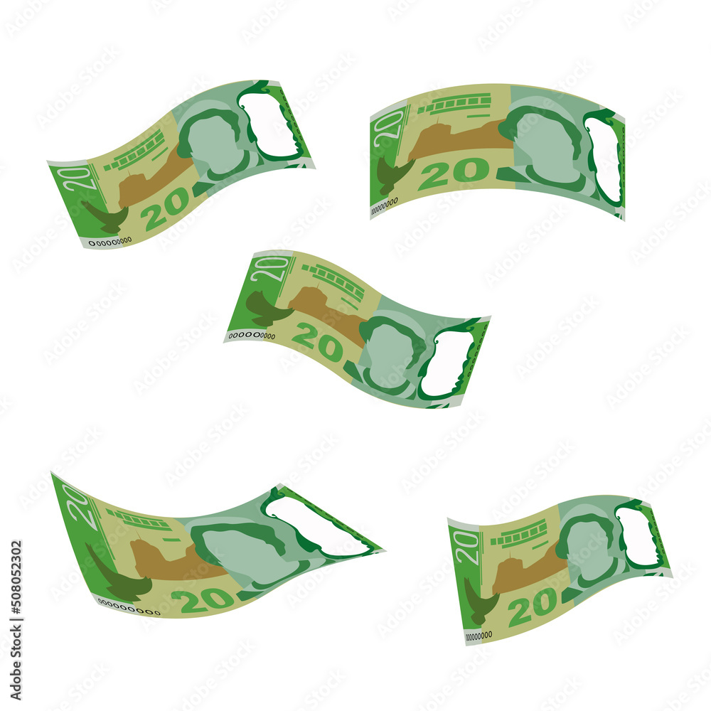 New Zealand Dollar Vector Illustration. New Zealand money set bundle ...