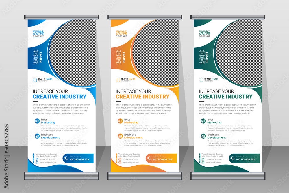 Stylish conference roll up banner design or standee x banner design ...