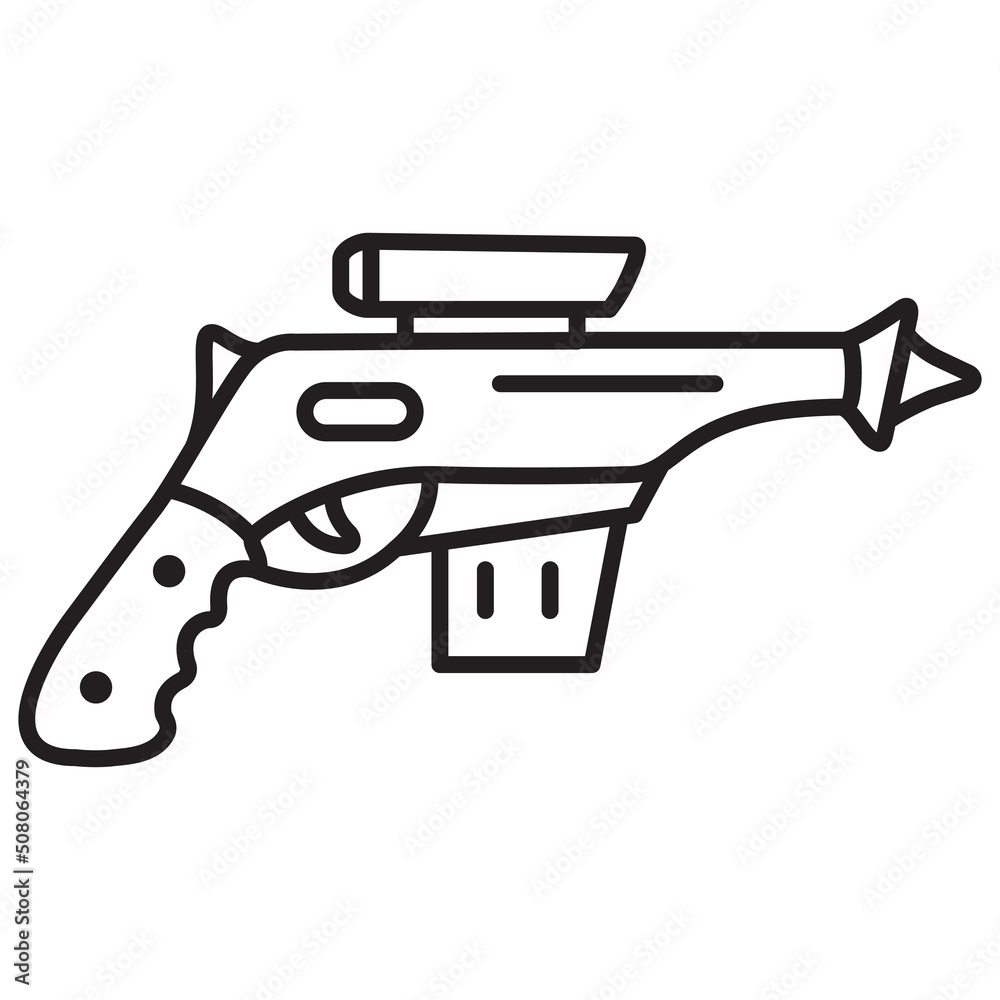 Futuristic weapon. Cartoon gun blaster. Laser pistol.Isolated on white ...