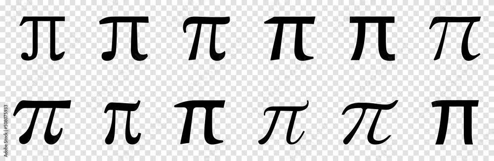Set of Pi symbols. Vector illustration isolated on transparent ...