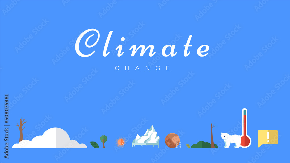 Climate change vector banner template. North Pole, melting glaciers ...