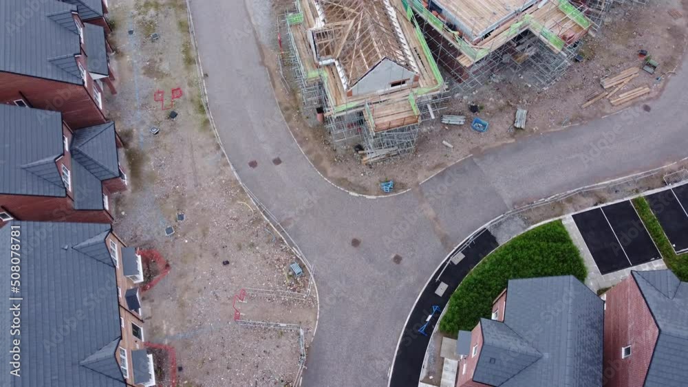 Property development real estate aerial top view above house timber ...