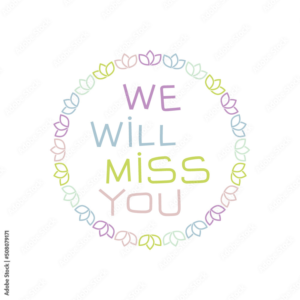 We will miss you template isolated on white background Stock Vector ...