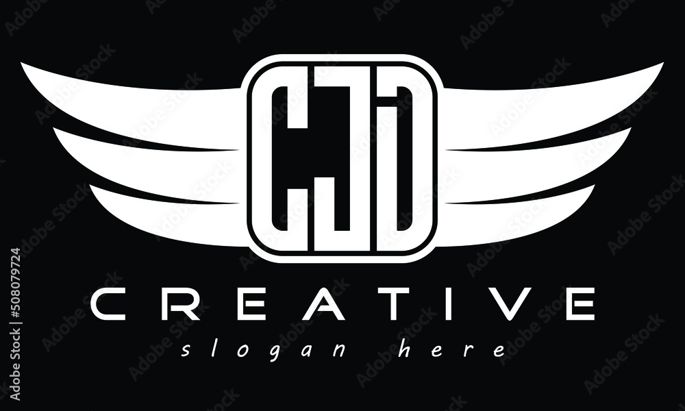 CJD three Letter Wings minimalist creative concept flag Flying Initial ...