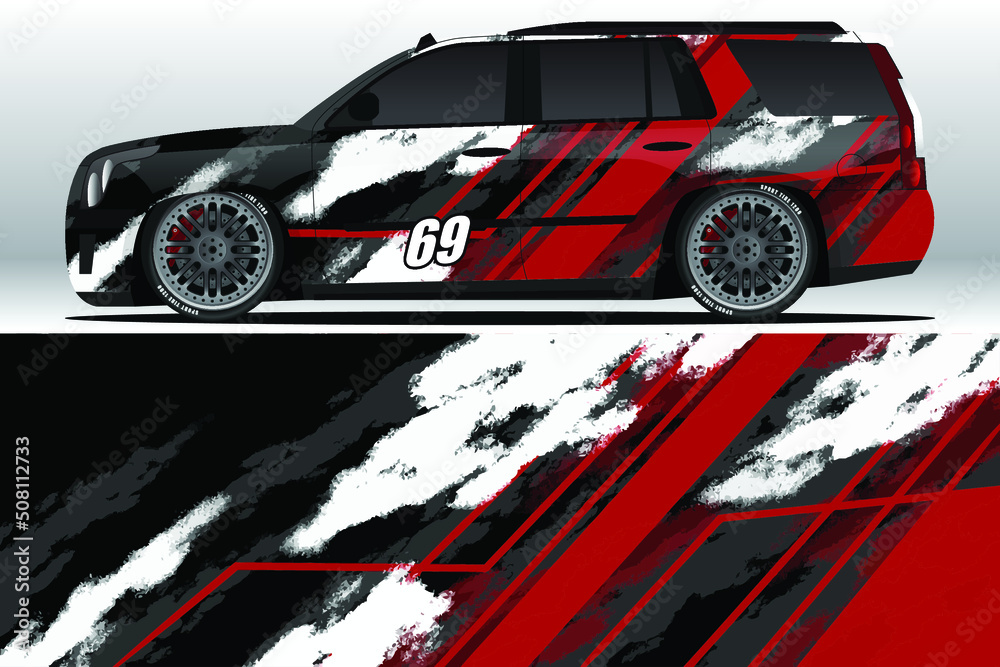 Abstract Race car wrap sticker design and sports background for daily ...