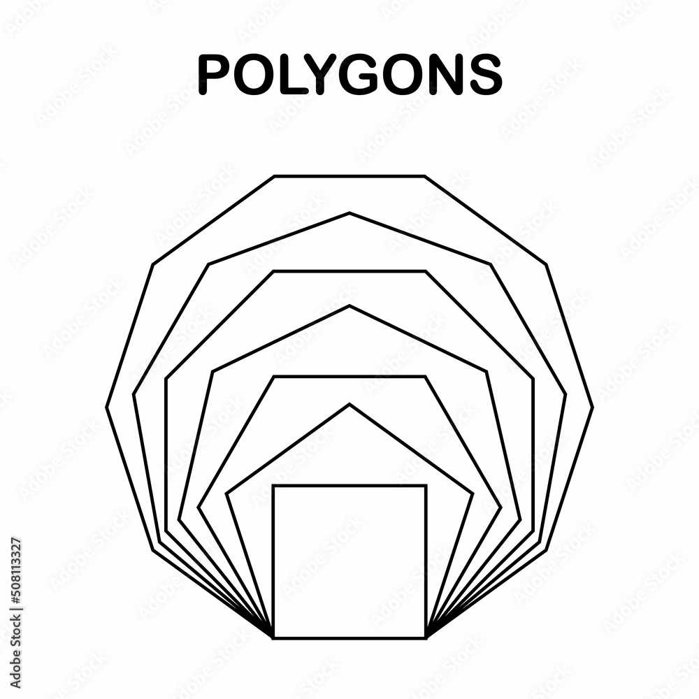 Vetor de types of regular polygons. polygons with equal sides and ...