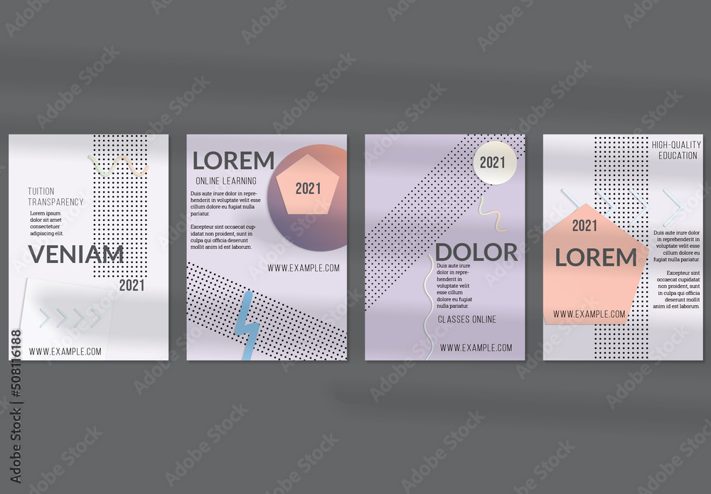 Flyer Layout with Paper Cut Layered Simple Geometric Shapes Stock ...