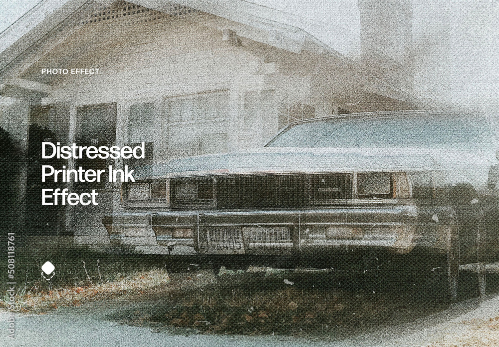 Old Print Distortion Poster Photo Effect Mockup Stock Template | Adobe ...