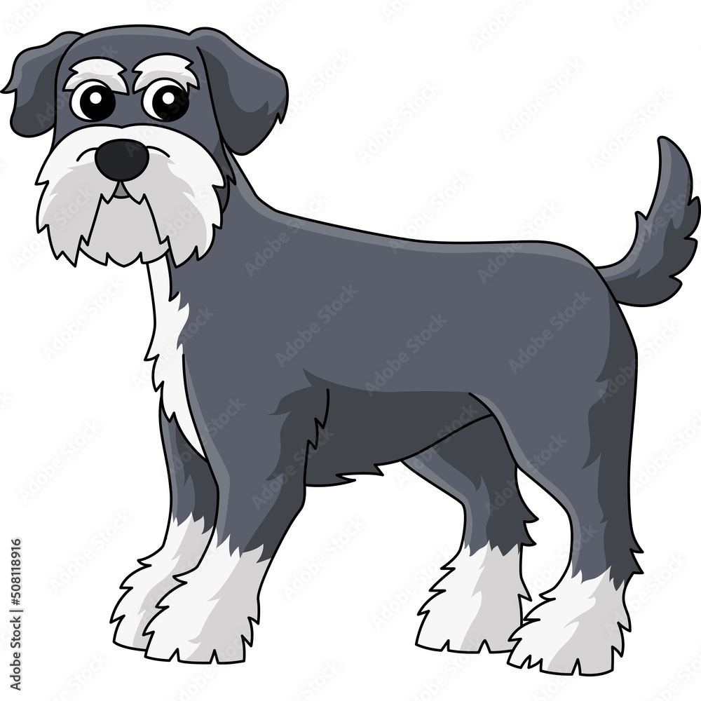 Schnauzer Dog Cartoon Colored Clipart Illustration Stock Vector | Adobe ...