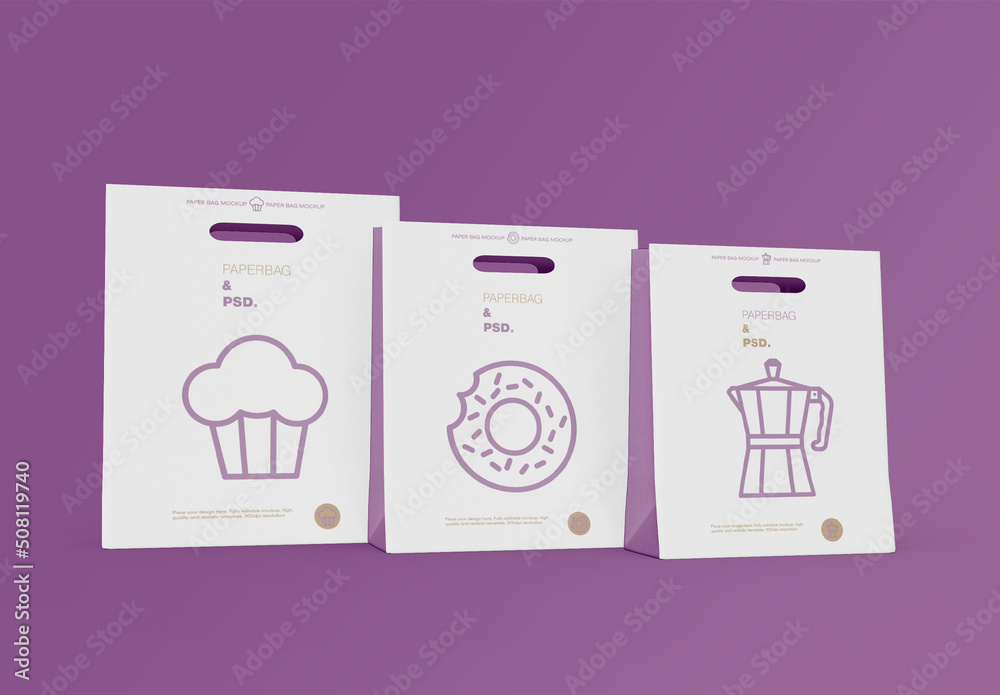 3D Three Paper Bag Mockup Stock Template | Adobe Stock