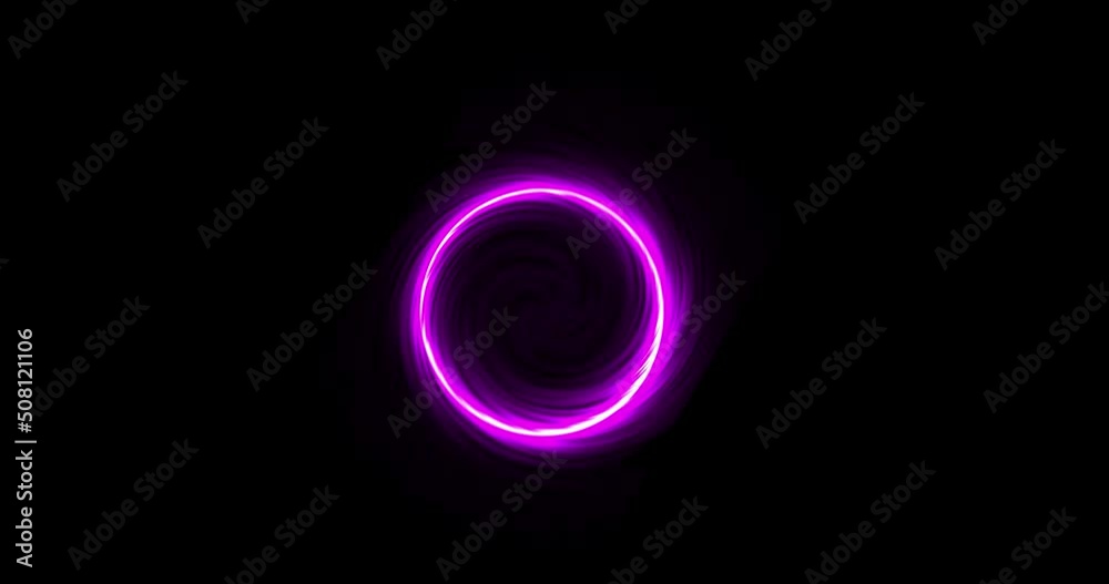 Wideo Stock: footage purple neon portal ring, circle on black ...