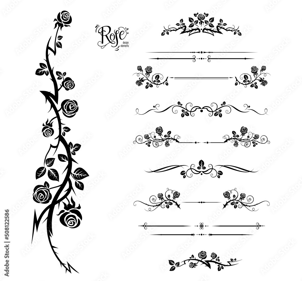 borders and dividers with roses Stock Vector | Adobe Stock