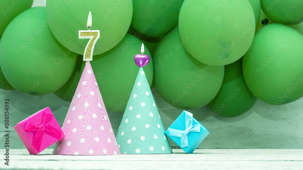 Birthday number 7, a beautiful card with balloons and numbers from ...