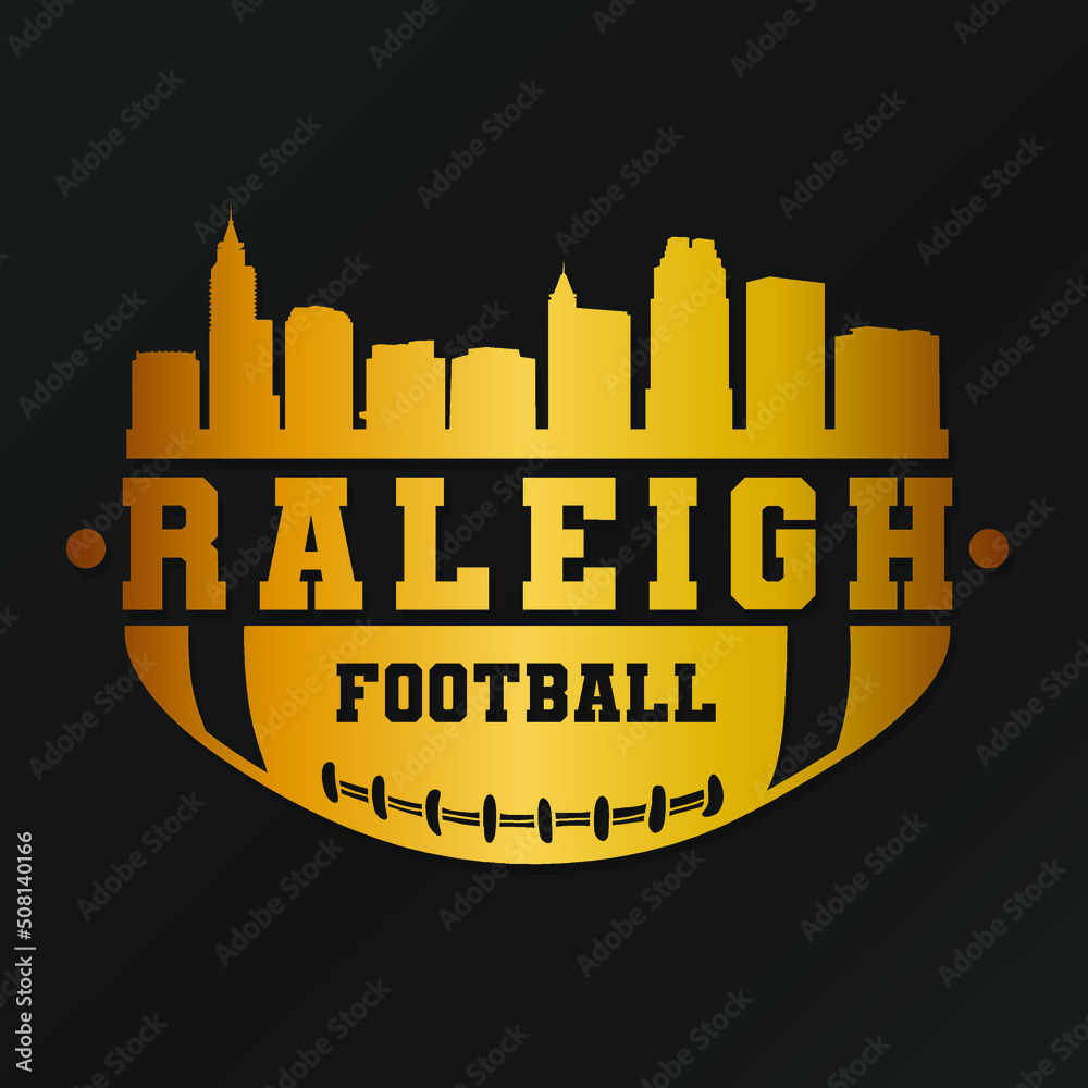 Raleigh, NC, USA American Football Gold Skyline City Silhouette Vector ...