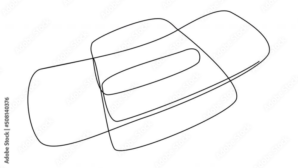 Self-drawing of a menstrual pad in one line on a white screen ...