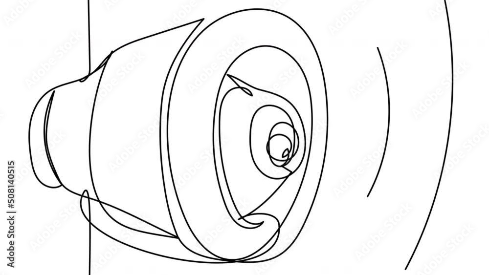 Self-drawing of a howling siren in one line on a white screen ...