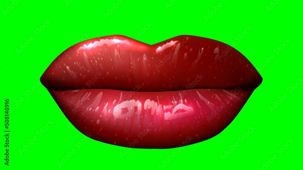2D animation of sexy female lips in cartoon style, motion graphics ...