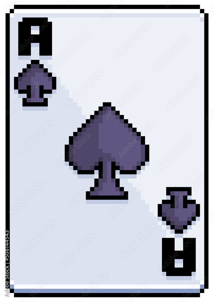 Pixel art card ace of spades playing card vector icon for 8bit game on ...