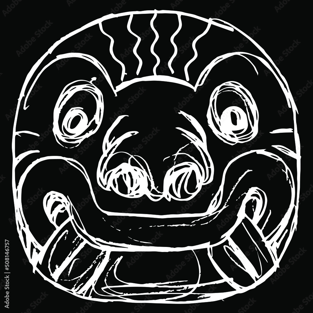 Ancient mask of fantastic monster beast. Native American art of ancient ...