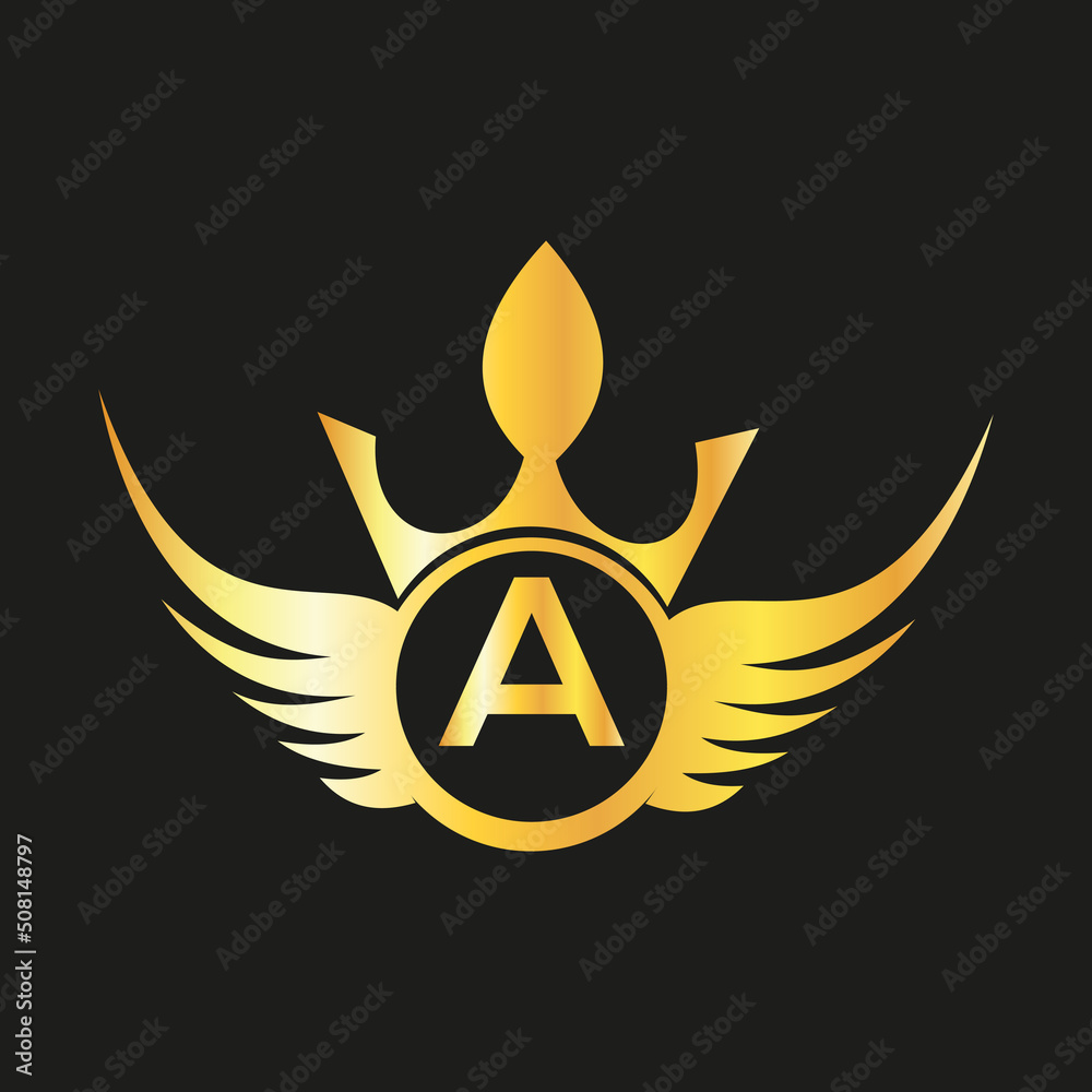 Letter A Queen Logo Design vector templet crown logo Elegant monogram ...
