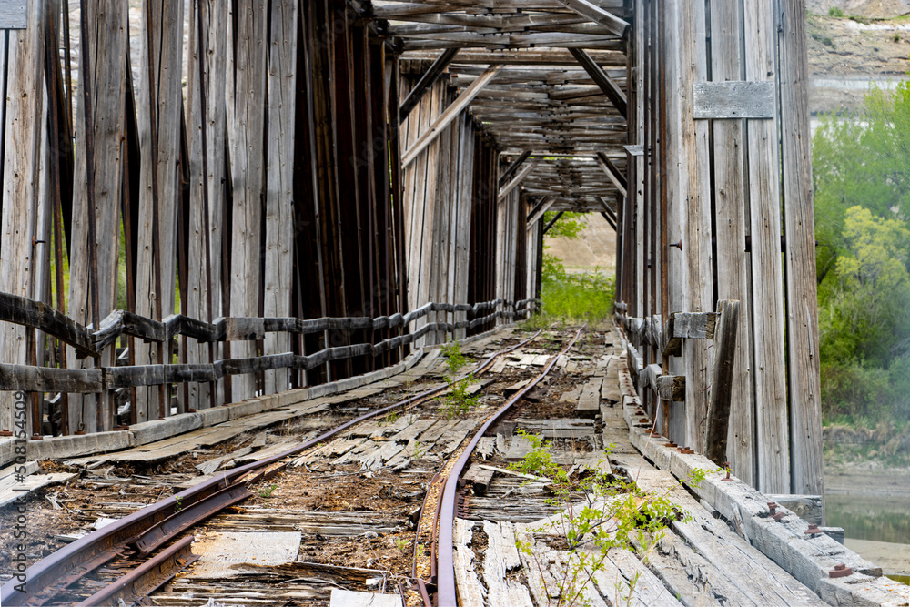 old abandon train car railway bridge falling apart after years of ...