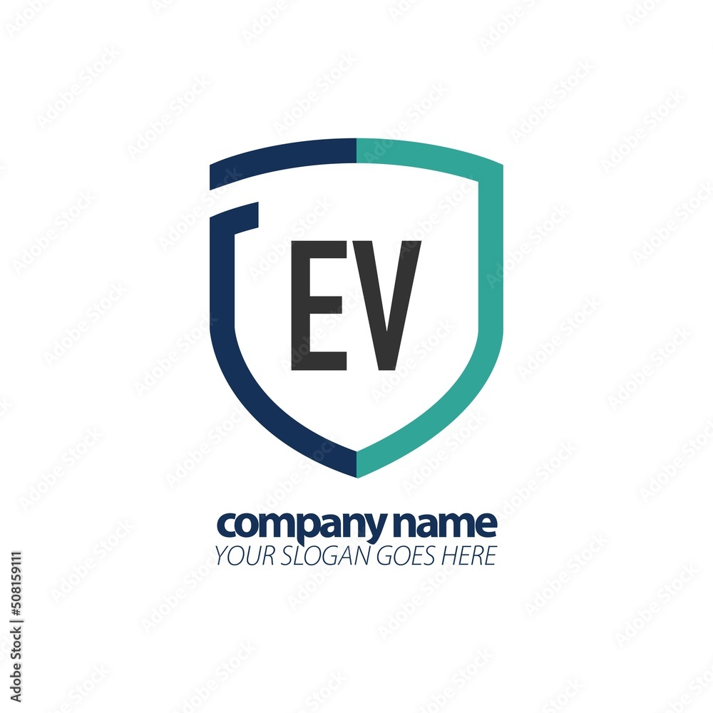 Initial Letter EV Shield Logo Line Art. Creative Badge Eagle Logo Design. Stock Vector | Adobe Stock