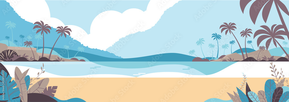 Beautiful tropical beach landscape summer seaside with palms and ...