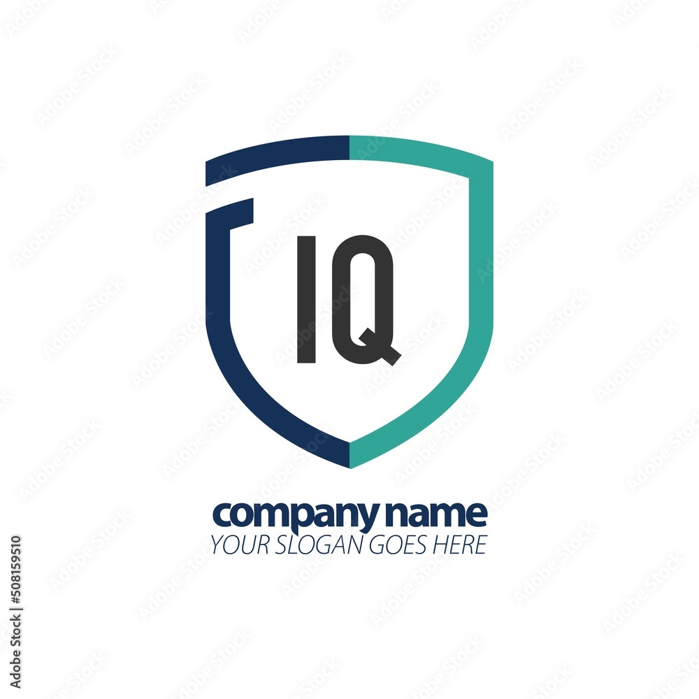 Initial Letter IQ Shield Logo Line Art. Creative Badge Eagle Logo ...
