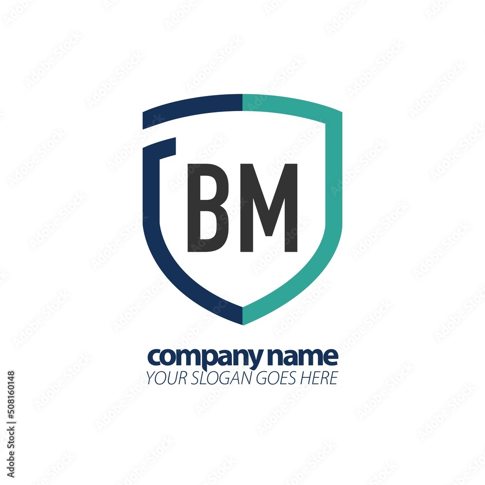 Initial Letter BM Shield Logo Line Art. Creative Badge Eagle Logo ...