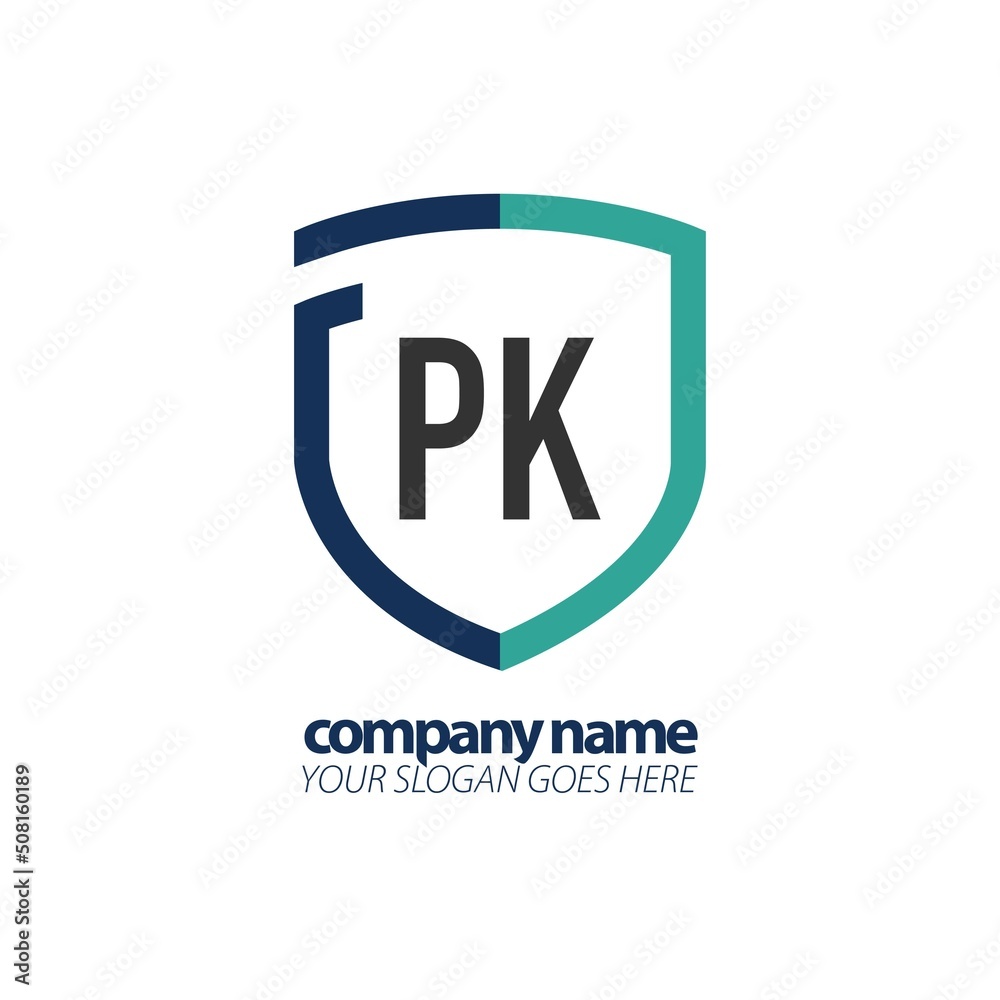 Initial Letter PK Shield Logo Line Art. Creative Badge Eagle Logo ...