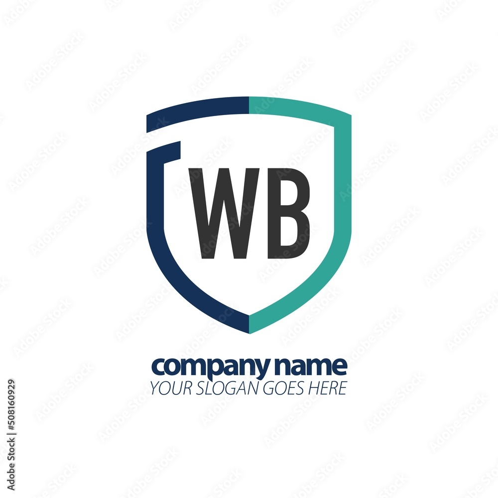 Initial Letter WB Shield Logo Line Art. Creative Badge Eagle Logo ...