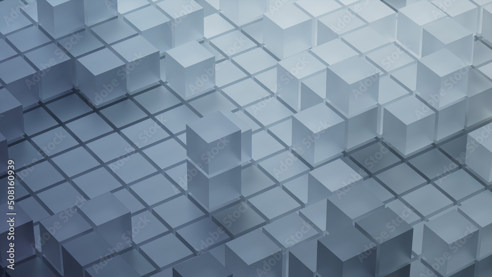 Grey, Translucent Cubes Precisely Arranged to create a Modern Tech ...