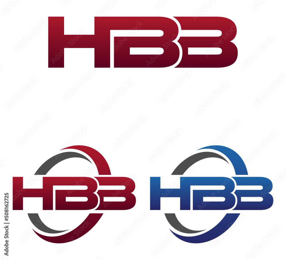 Vector Modern 3 Letters Initial logo Vector Swoosh Red Blue HBB Stock ...