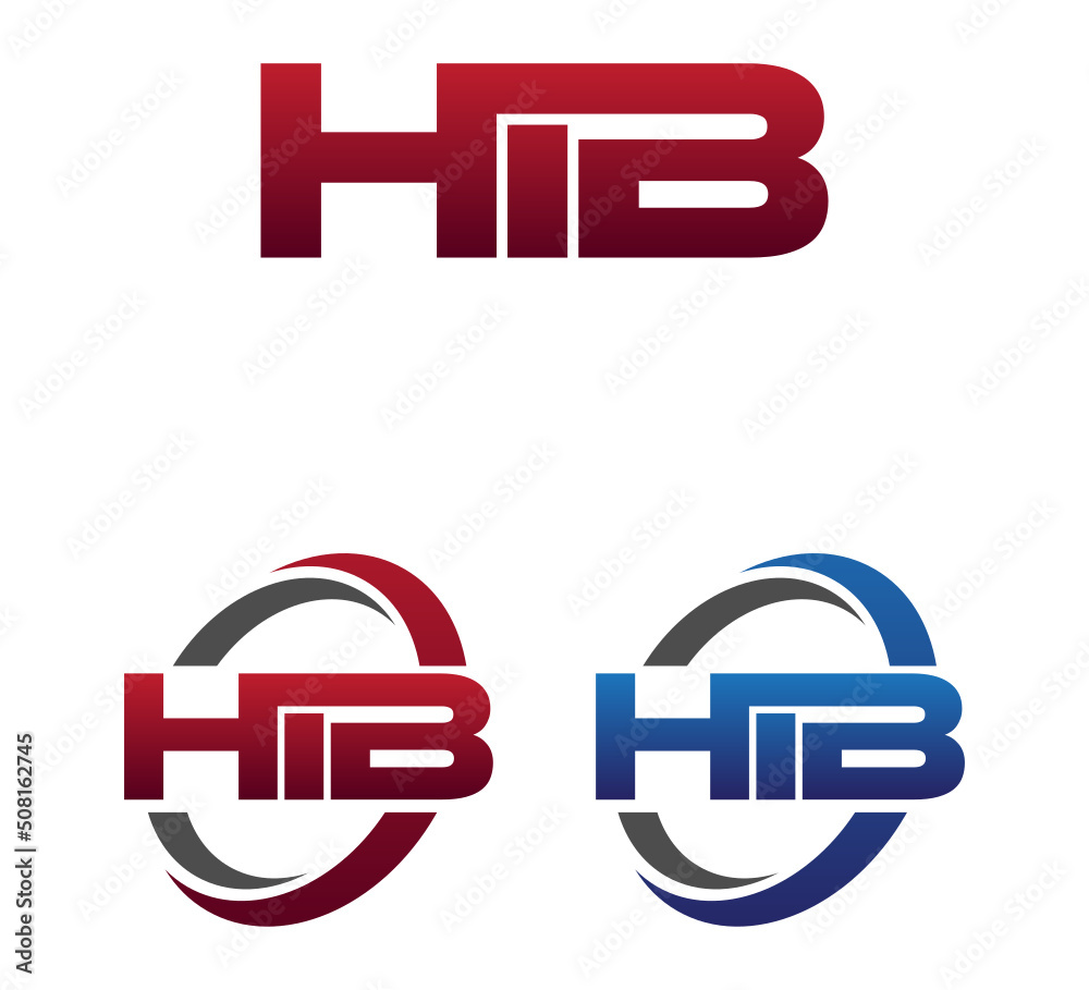 Vector Modern 3 Letters Initial logo Vector Swoosh Red Blue HIB Stock ...