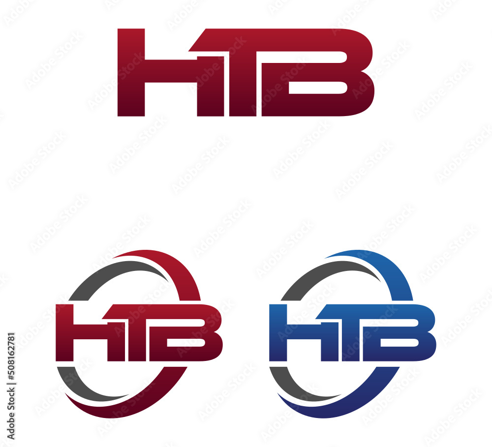 Vector Modern 3 Letters Initial logo Vector Swoosh Red Blue HTB Stock ...