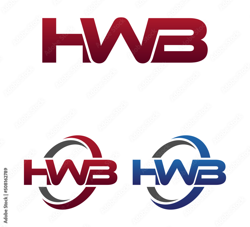 Vector Modern 3 Letters Initial logo Vector Swoosh Red Blue HWB Stock ...