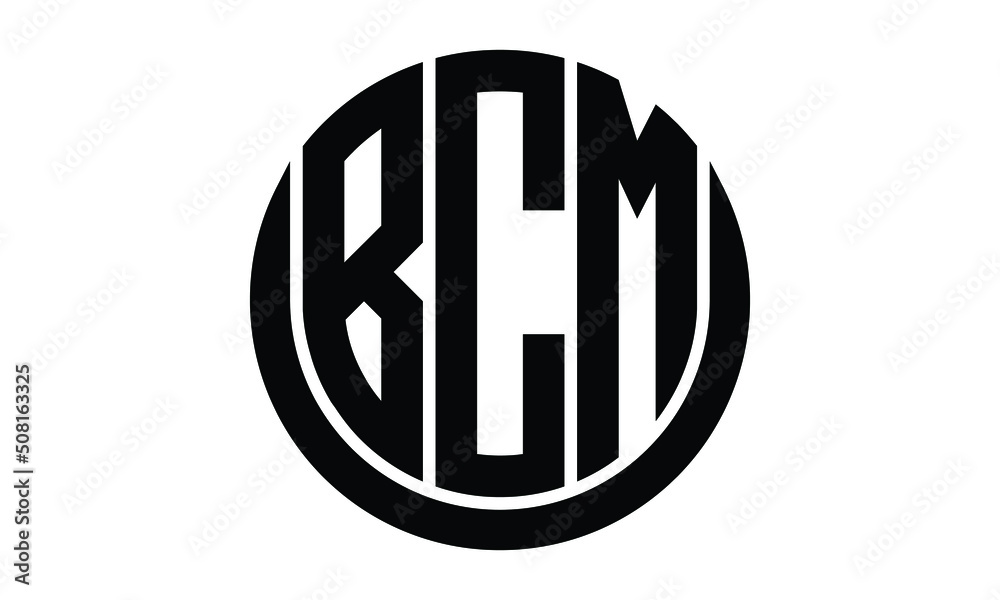 BCM shield with round shape logo design vector template | monogram logo ...