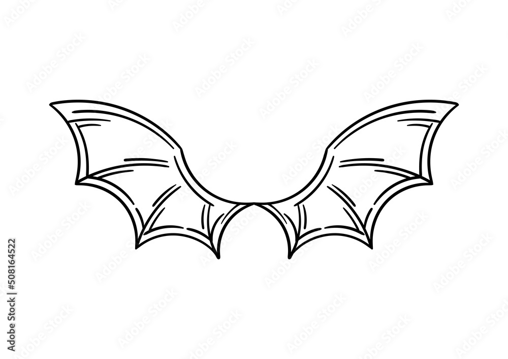 hand drawn illustration of bat wings on white background Stock Vector ...