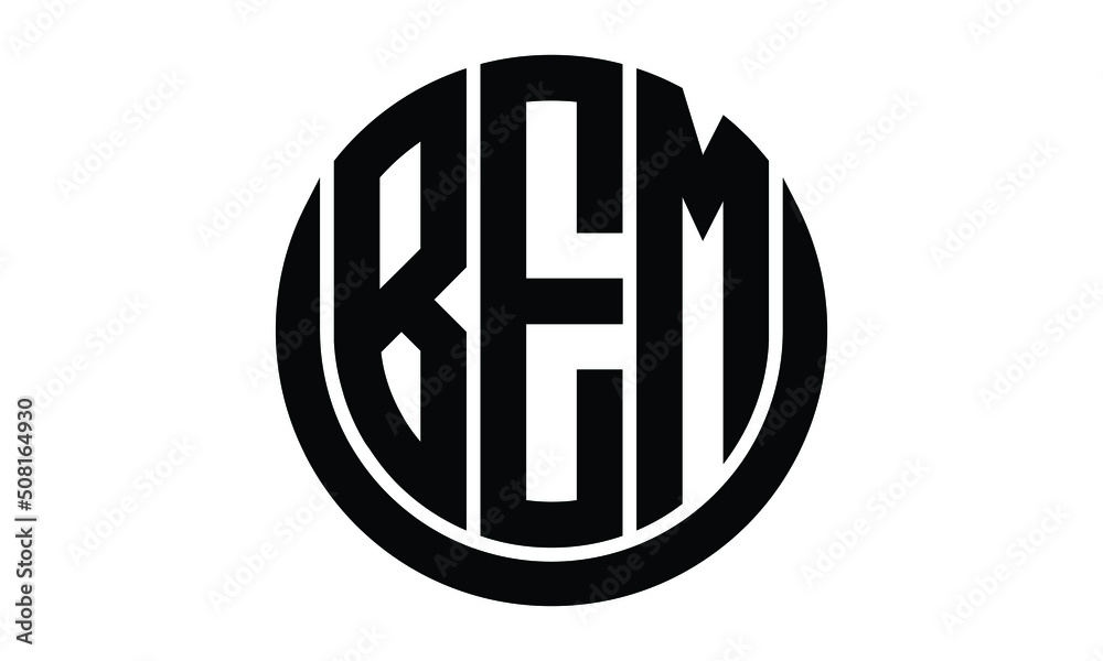 BEM shield with round shape logo design vector template | monogram logo ...