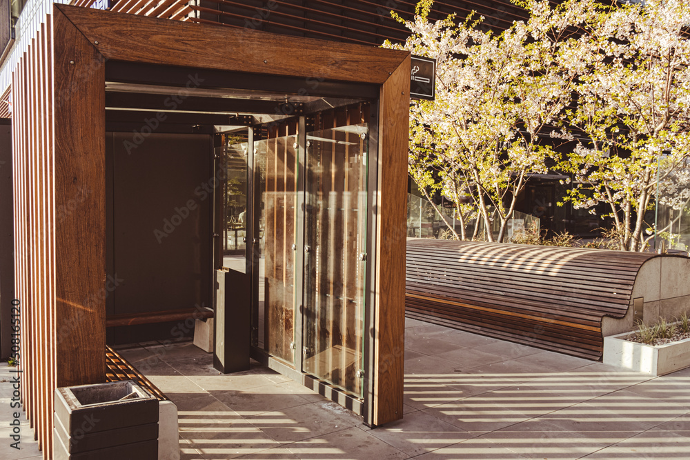 Outdoors Modern Smoking Room at The Business Center Marked with a ...