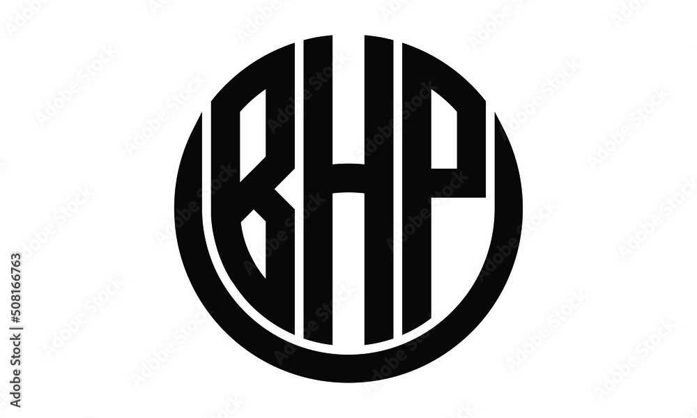 BHP shield with round shape logo design vector template | monogram logo ...