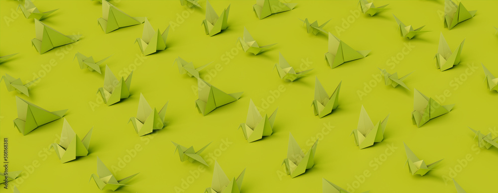 Green Origami Birds. Clean Design Banner with Green Background. Stock ...