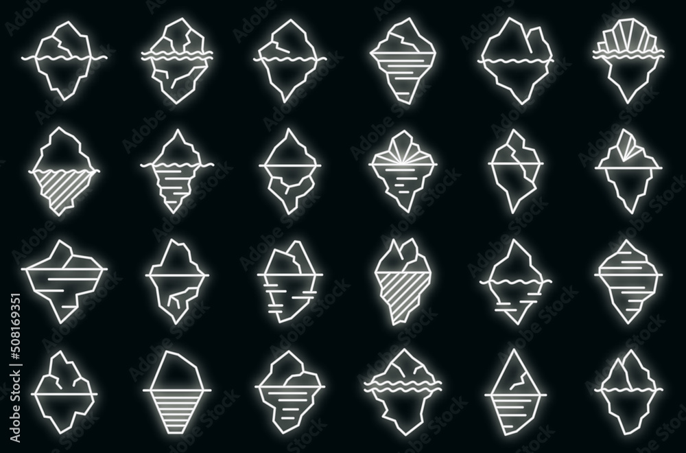Iceberg icons set outline vector. Melting winter. Climate cold vector ...