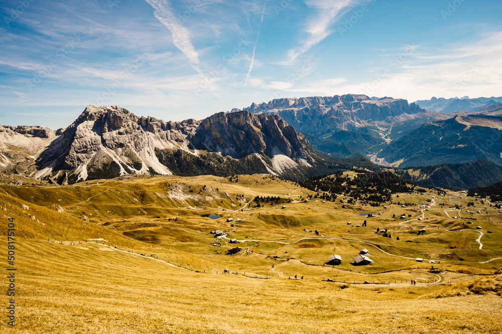 Seceda. Majestic landscape of Alpine red autumn nature Seceda ...