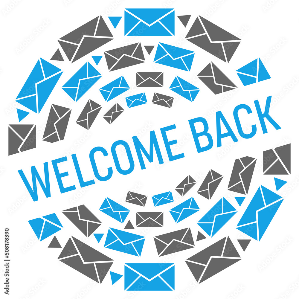 Welcome Back Envelope Blue Grey Circular Badge Style Stock Illustration ...