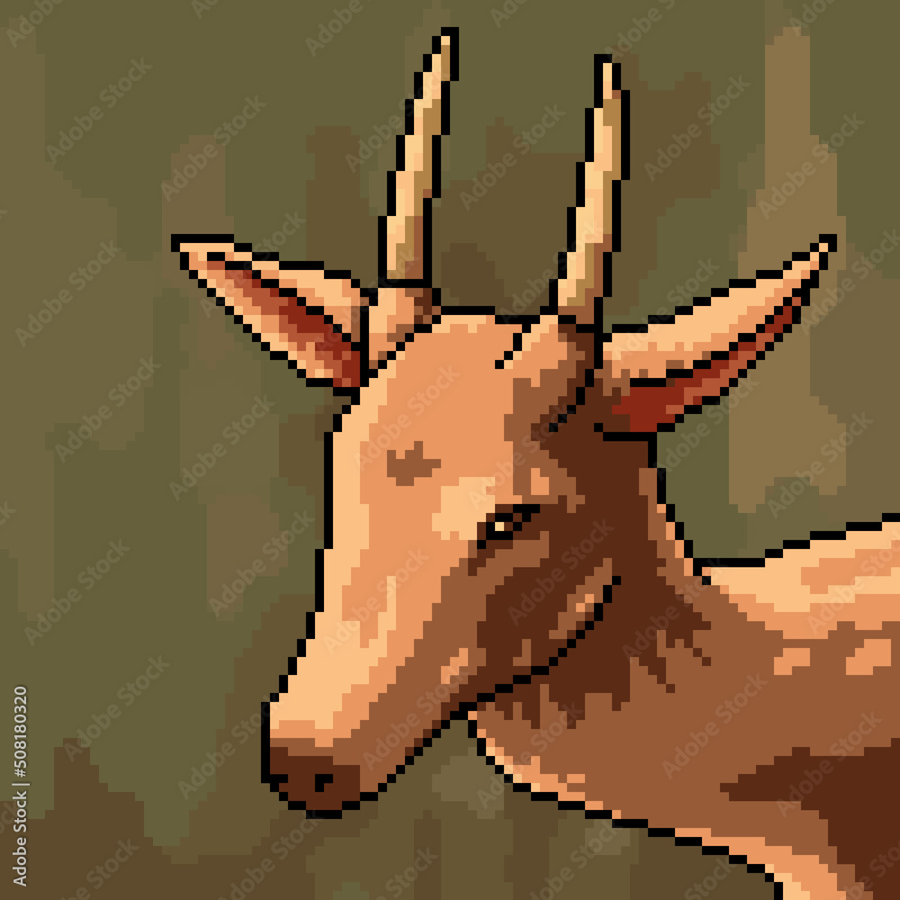 pixel art deer head portrait Stock Vector | Adobe Stock