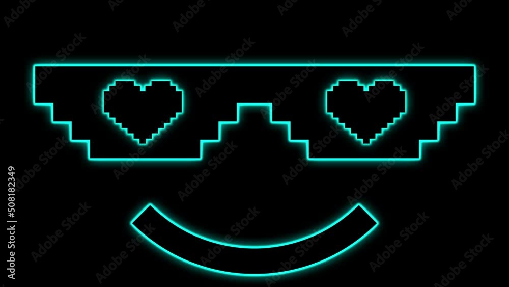 Pixel glasses of thug life meme. Smiley in sunglasses. Contemporary art ...