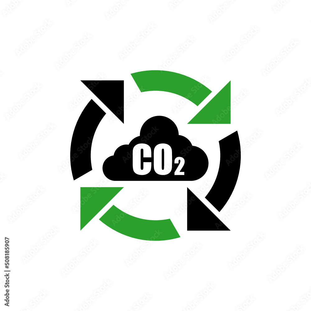 CO2 emissions icon. Carbon dioxide pollution sign isolated on white ...