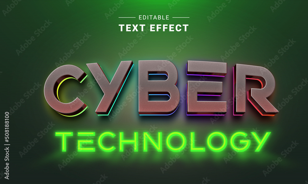 Editable text style effect - Techno text style theme. Cyber technology ...