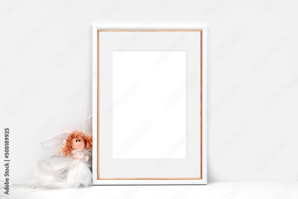 White vertical frame on a light background Stock Photo | Adobe Stock